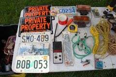 (2) Caution Signs, Folding Caution Sign, Bungee Cords, Chisels ...