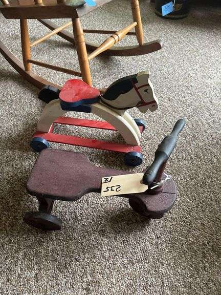 Vintage Riding Toys Kids Tricycle and Kids Wooden Horse - Hostetter ...