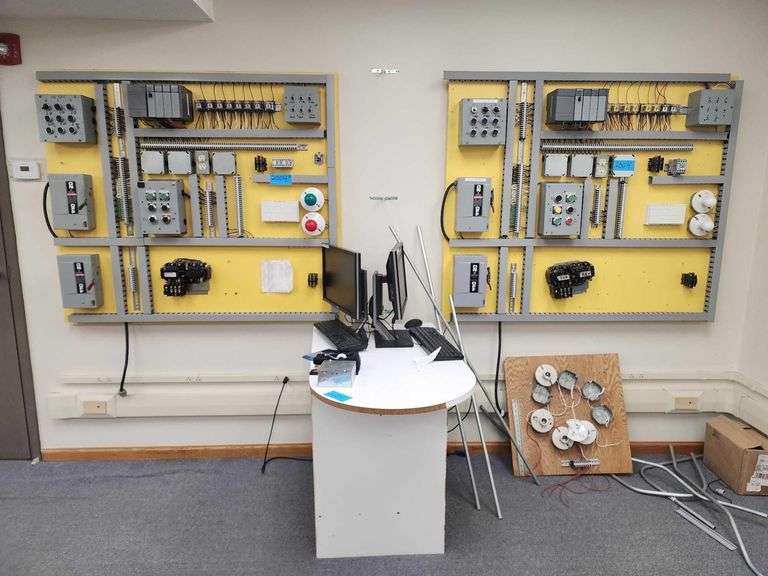 2 Educational Control Panels for Electrical Work - 2 Computers and Desk ...