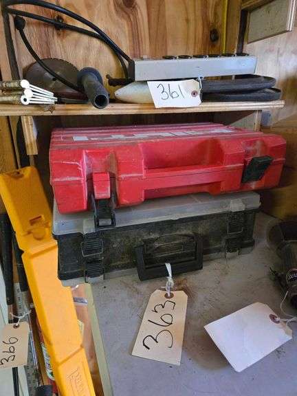 Plastic Tool Boxes with Drill Bits and Wall Anchors - Hostetter Auctioneers