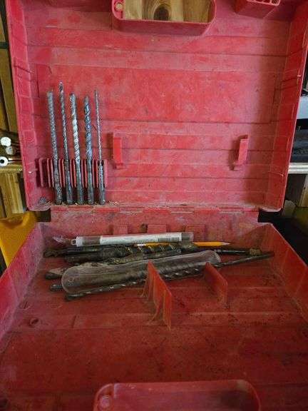 Plastic Tool Boxes with Drill Bits and Wall Anchors - Hostetter Auctioneers