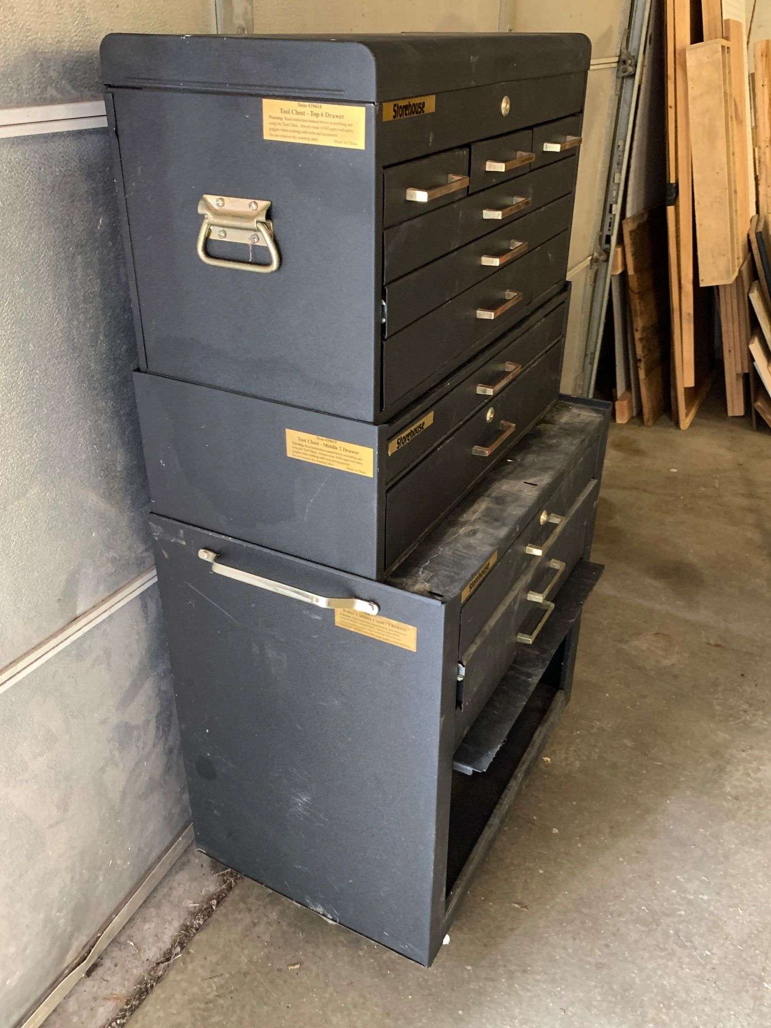 Storehouse 3 Section Tool Chest 6dr. top 2dr. center 3dr. base mostly empty Moyer Auction Estate Co. Inc