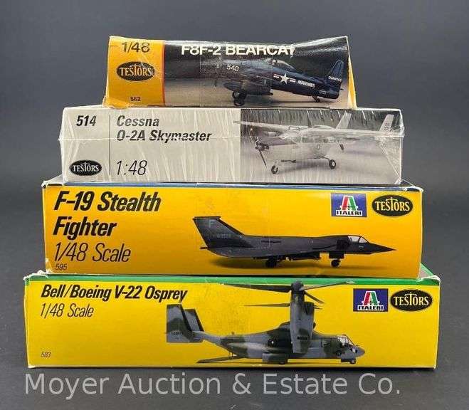 4 Testors Plane Plastic Model Kits, 1 Sealed in Plastic, 1/48 Scale ...