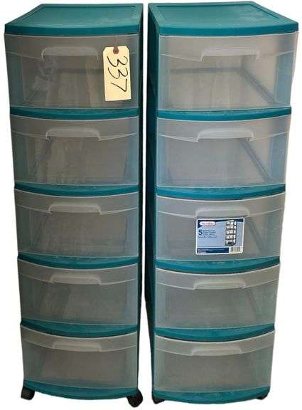 2 STERILITE 5-DRAWER ROLLING STORAGE CONTAINERS - DeLozier Realty & Auction