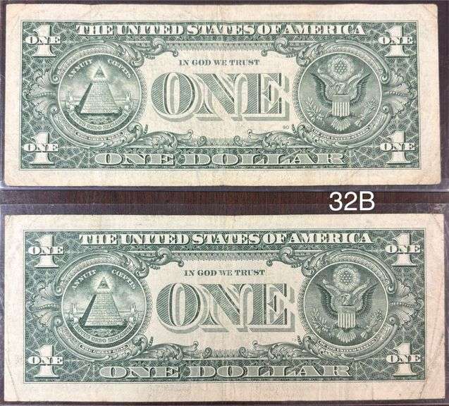 2 $1 DOLLAR BILLS WITH UNIQUE SERIAL NUMBERS: SERIES 2017 F87870606E ...