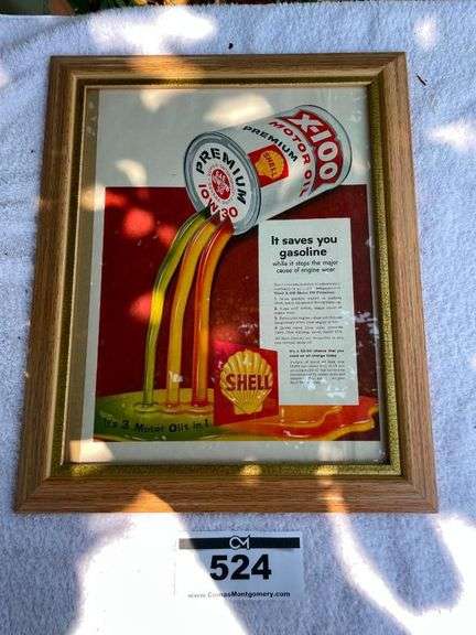 Vintage Shell Ad Poster - Framed - Comas Montgomery Realty & Auction Co ...