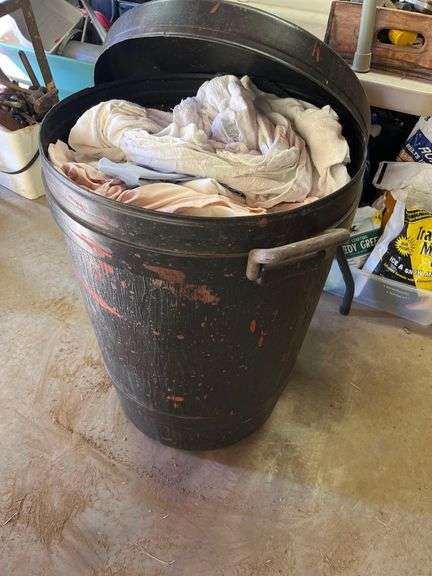 Trash Can with Rags - Comas Montgomery Realty & Auction Co., Inc.