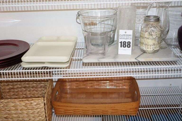 Marble Table Top, Vases, Ice Bucket, Red Plate Chargers (8), 2 Divided ...