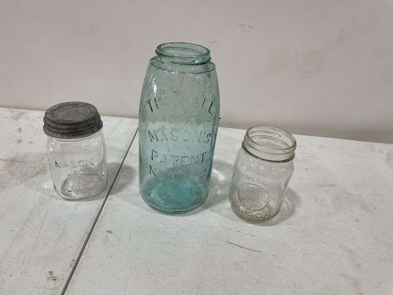 Antique Ball Jar, Mason Jars, 3 - Taylor Auction & Realty, Inc.
