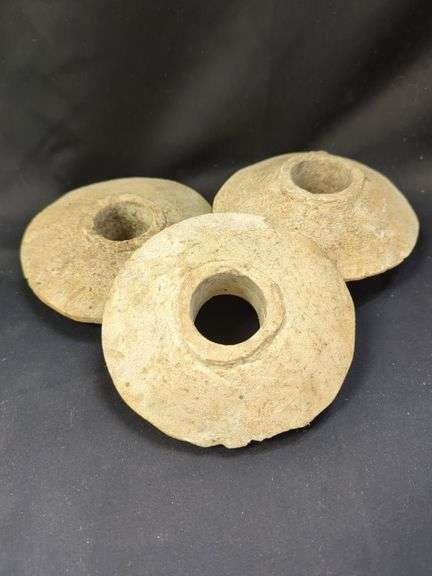3 carved stone spacers - Burgess Auctions LLC