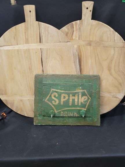 2 breadboards and a Sprite hat rack - Burgess Auctions LLC