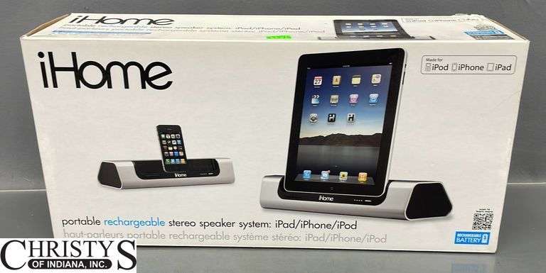 iHome Portable Rechargeable Stereo Speaker System iPad in Original Box ...
