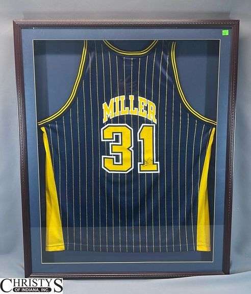 Autographed Reggie Miller Framed Jersey, NOT AUTHENTICATED. Shadow Box ...