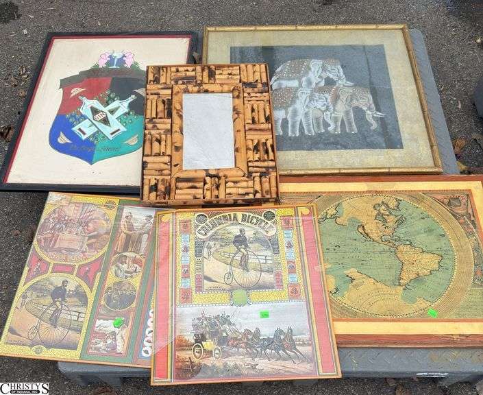 Framed art mirror map - Christys