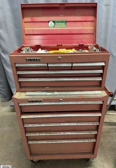 Homak Rolling Tool Box and Contents 29x18x47 - Christys