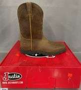 Justin Boots Size 11 D Chocolate Water Buffalo - Christys