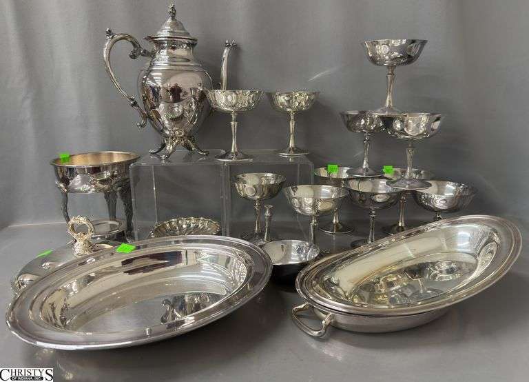 Italy Silver Plated Dessert Cups, Pitcher, Bowls/Dishes - Christys
