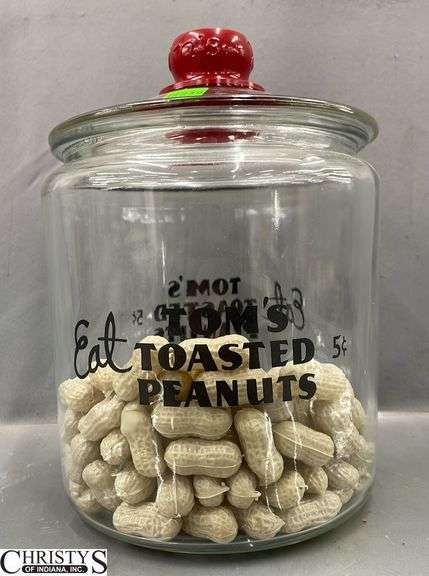 Eat Toms Toasted Peanuts Store Jar 7"x8" with Fake Peanuts - Christys