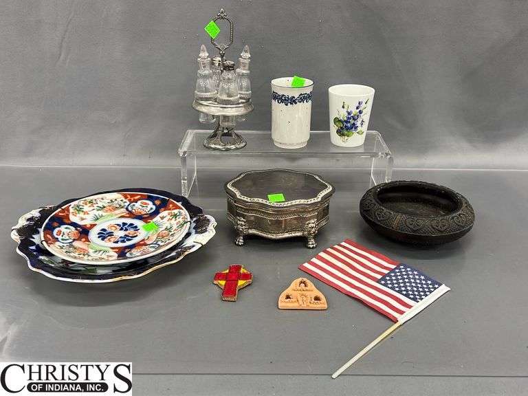 Cruet, Shallow Bowl, Blue and White Platter, Cups, Asian Influence ...