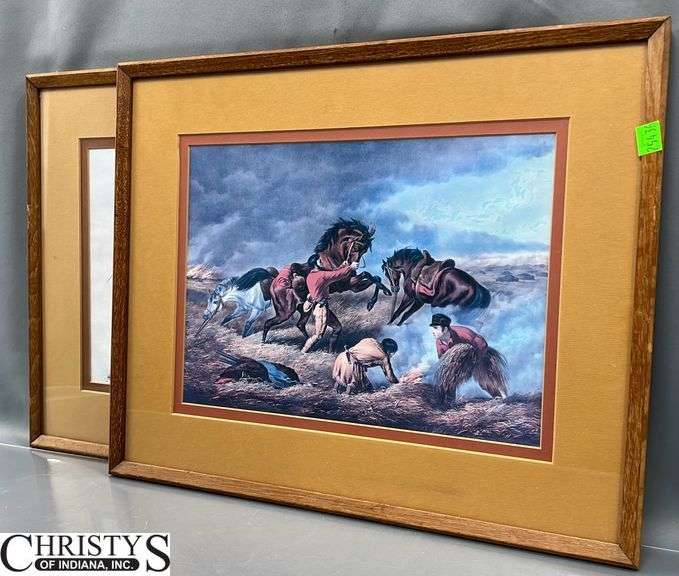 2 Framed Western/ Native American Art Pieces Both Are 18"x14" - Christys