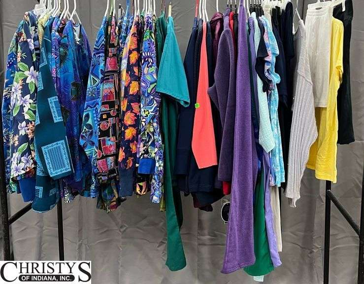 Rack of Nurse Scrubs Shirts, Jackets, Sweaters, Shorts, and Shirts ...
