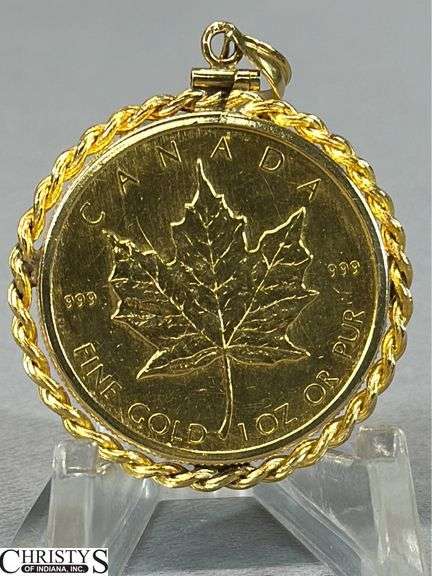 1982 Canadian 50 Dollars Maple Leaf Gold Coin in Bezel. Fine Gold 1 Oz ...