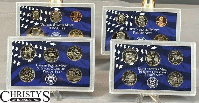 4 Proof Sets- 2001 Regular Proof Set and Quarter Proof Set, 2002 ...