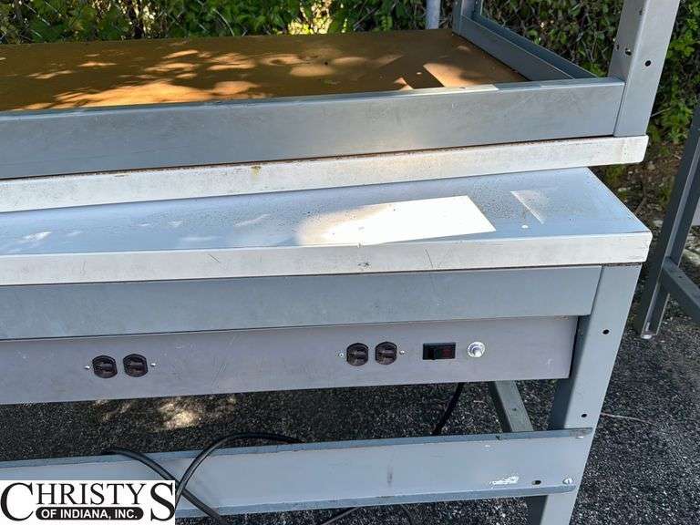 Pair of Shop Tables 60x30x31 Tops Have Damage and Scratches Metal Frame ...