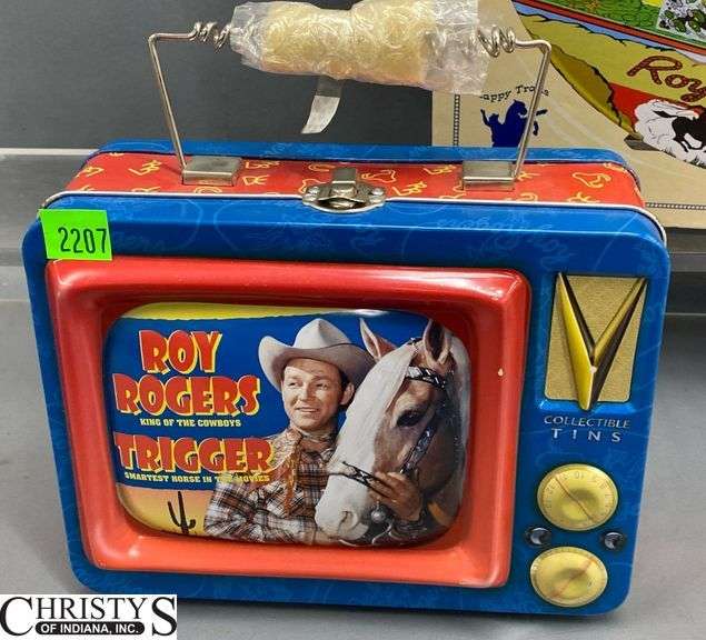 Roy Rogers Lunch Box and Wind Up Schylling Tin Toy - Christys