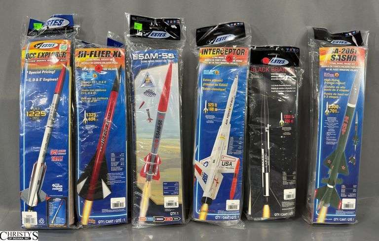 6 Estes Flying Model Rocket Kits New in Package- ESAM-58, Hi-Flier XL ...