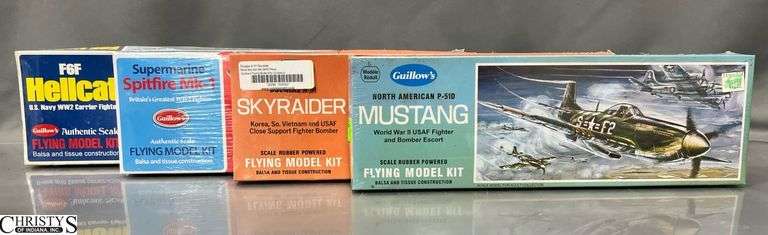 4 Flying Model Kits New in Unopened Boxes- F6F Hellcat 16 1/2" Wing ...