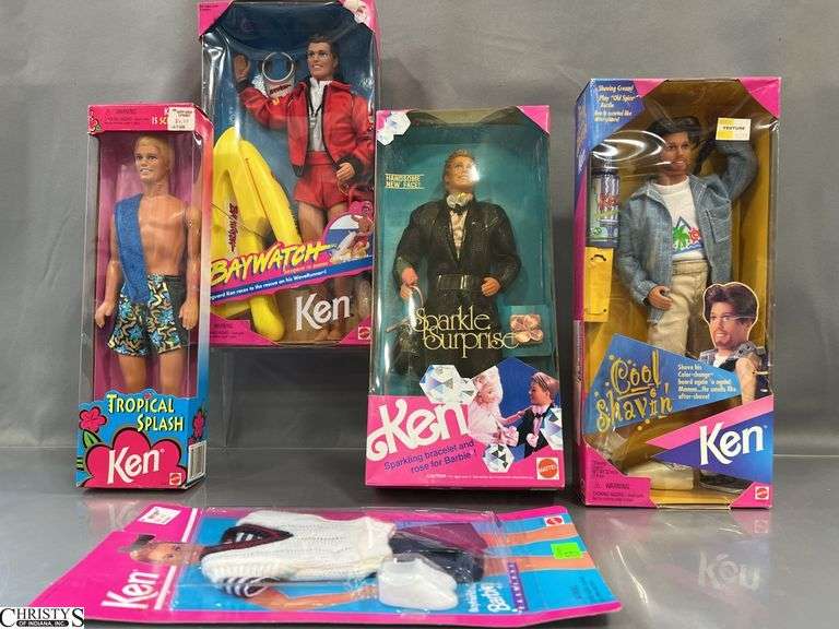4 "Ken" Barbie Dolls- Tropical Splash Ken, Sparkle Surprise Ken, Cool ...