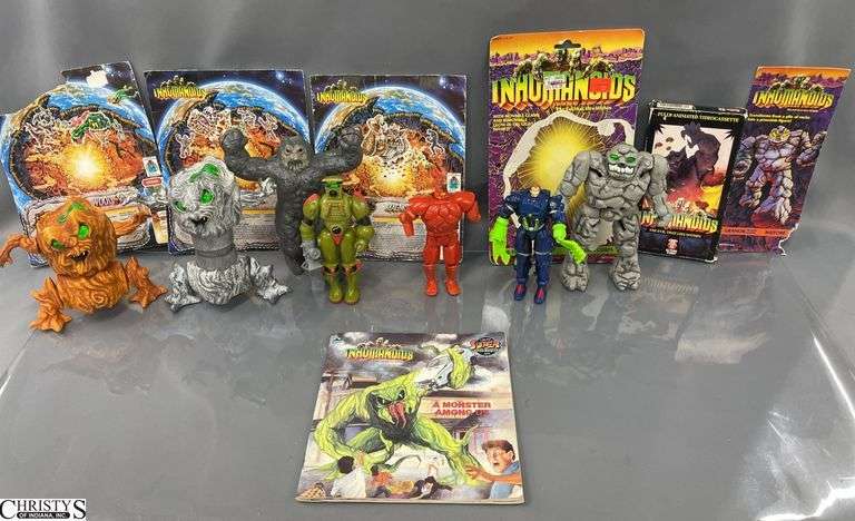 1980s Hasbro Inhumanoids lot Toys, VHS, Comic, back cards - Christys