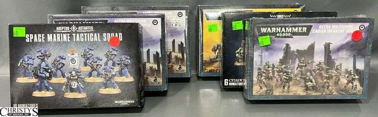 6 Warhammer 40,000 Kits- 6 Citadel Miniatures Ork Nobz, Ork Boyz, Cadian Infantry Squad, Space ...