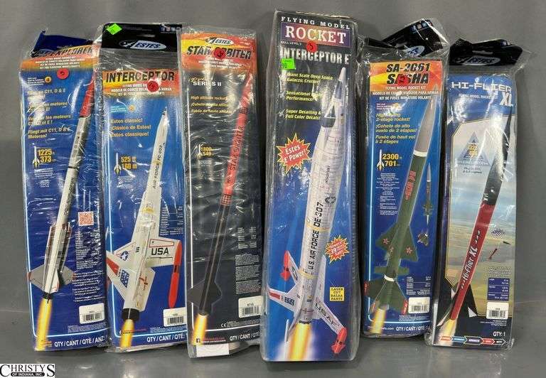 6 Estes Flying Model Rocket Kits- 5 New in Package- Interceptor E, SA ...
