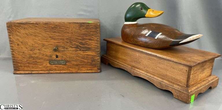 Wooden Box, 12"x7"x7" and Mallard Duck Storage - Christys