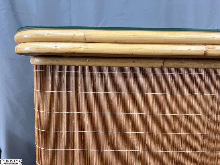 Fricks Reed Bar and 2 Stools with Bamboo Accents 45x20x44 Stool Height ...