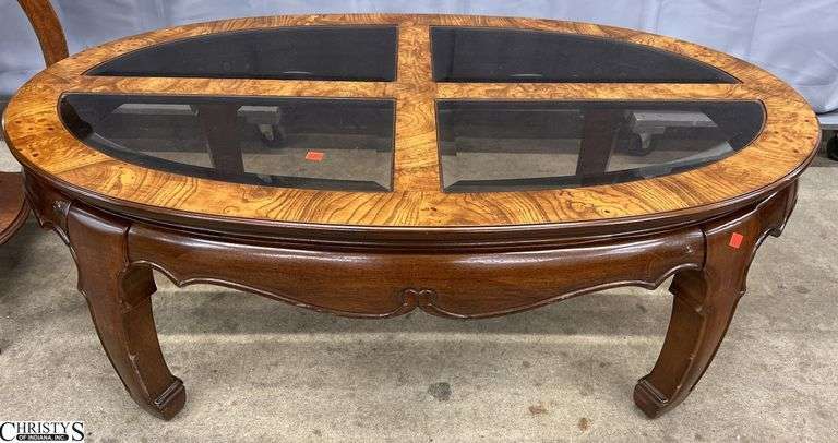 Oval Glass Insert Coffee Table 48"x28"x19" - Christys