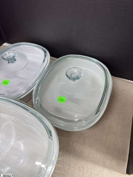 5pcs Oval French White Corning Ware, Glass Lids and 2 Storage Lids ...