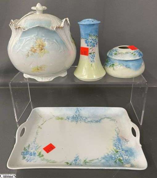 Hand Painted Hat Pin Holder, Tray, Hair Receiver, Lidded Jar - Christys