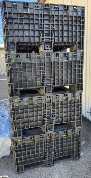 Stack of Plastic Fold Down Crates with Drop Sides 47x39x50 - Christys
