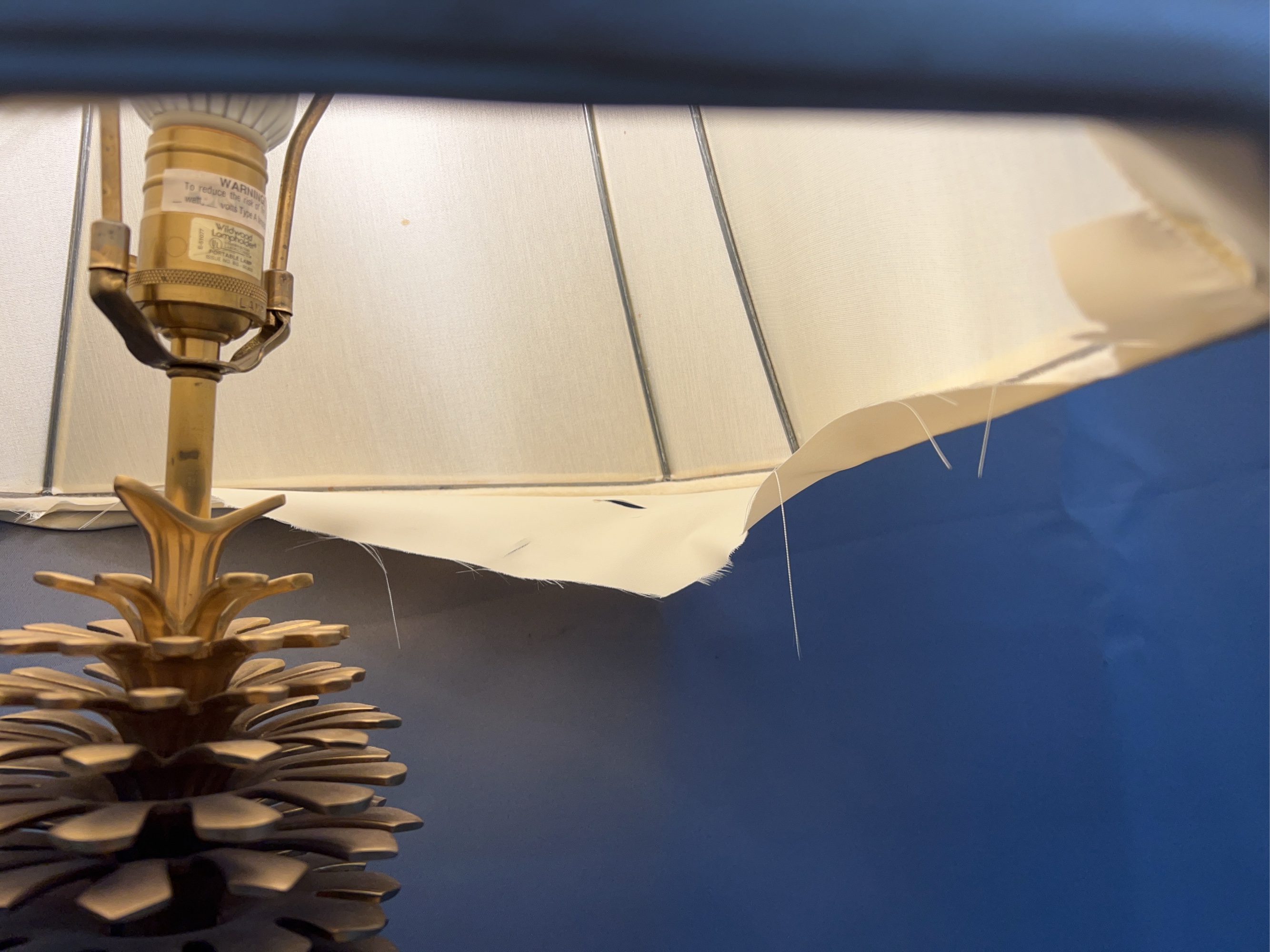 Bronze Pinecone Motif Base Table Lamp, Heavy 32" Overall