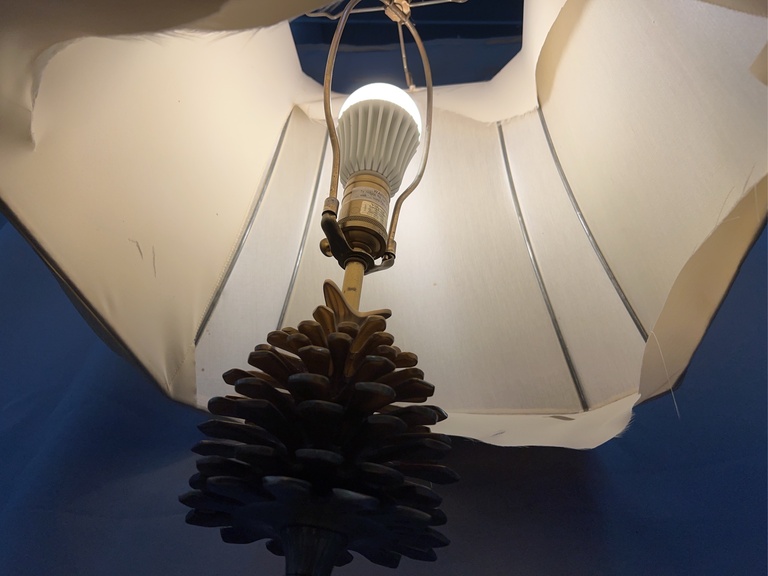 Bronze Pinecone Motif Base Table Lamp, Heavy 32" Overall