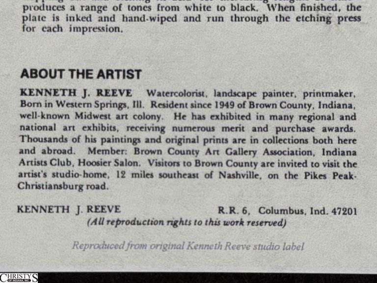 "Christmas Eve" Etching by Kenneth Reeve Art Measures 5.5x8 - Christys