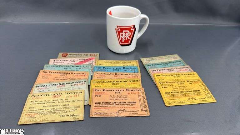 PRR Mug and 1920's and 1930's Paper Tickets - Christys
