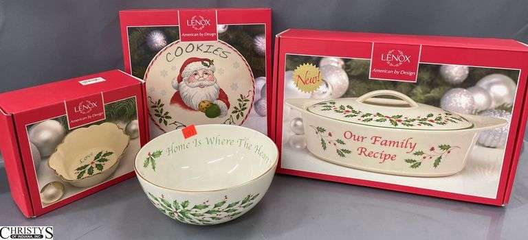 4pcs Lenox Holiday Pattern Bowls, Cookies for Santa, Family Recipe ...