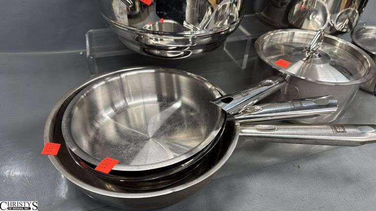 Stainless Steel Cooking Club Pots and Pans With Lids Largest 10" Across ...