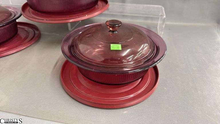 Visions Cranberry Cookware By Corning 1qt to 2.5qt with Storage Lid ...