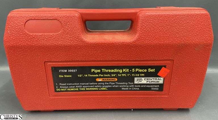 Central Forge Pipe Threading Kit in Case - Christys