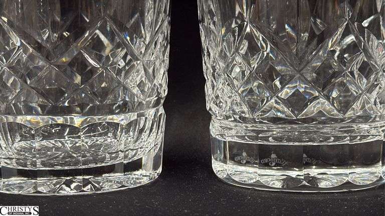 2 Mismatched Waterford Lismore Double Old Fashioned Rocks Glasses 4.25" - Christys